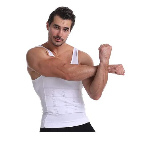 Camiseta Faja Playera Reductora Moldeadora Hombre Blanco Talla: M