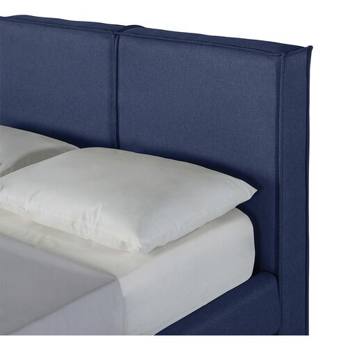 Base cama Queen Makora Luma Color Azul Tela Acolchonada tipo Lino