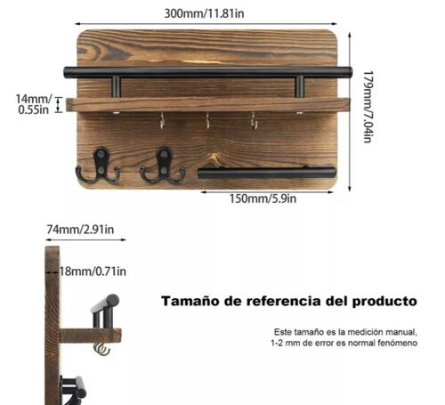 Porta Llaves Portallaves Rústico Montar En Pared Madera