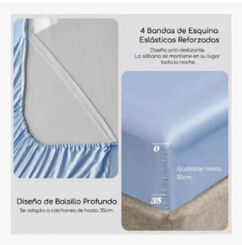 Sábana Lujosa De Satín Matrimonial Modelo Azul Claro