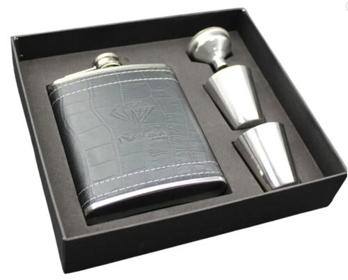 Set Licorera De 7 Oz Acero Inoxidable Modelo Negro