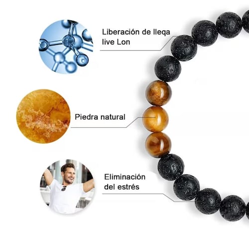 Pulsera Ajustable Piedra Natural Moda Caballero 2pzs para Hombre