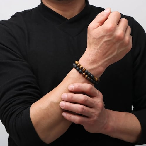 Pulsera Ajustable Piedra Natural Moda Caballero 2pzs para Hombre