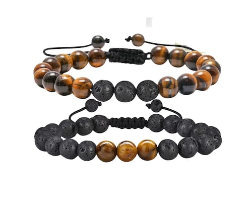 Pulsera Ajustable Piedra Natural Moda Caballero 2pzs para Hombre