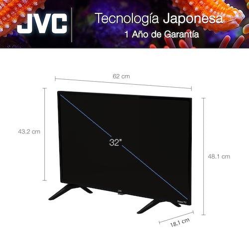 Pantalla JVC Smart TV 32 pulgadas HD LED | Roku TV Dolby Audio Modelo SI32R