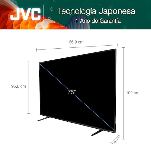 JVC Pantalla Smart TV 75 pulgadas 4K UHD LED | Frameless Roku TV Dolby ...