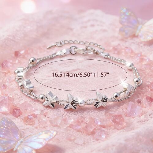 Pulsera Mujer Brazalete De Plata S925 Patrón De Mariposa