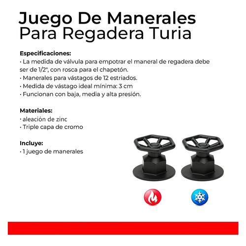2 Juegos Manerales Negros Con Chapetones Para Regadera Negro