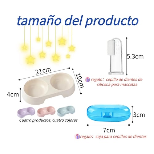 Juego De 4 Platos Dobles Para Mascotas (cachorro Y Gatos)