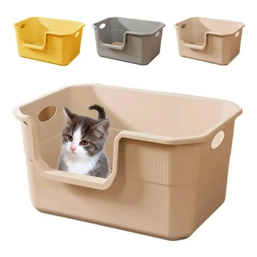 Caja Arena Gatos Grande Honda Y Resistente Color Cafe con leche