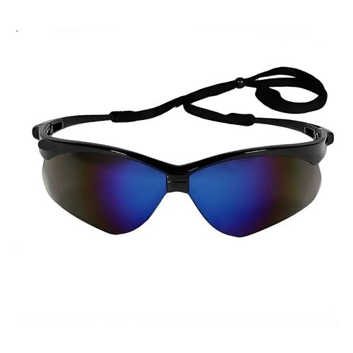 Lentes De Seguridad Protección Uv, Negro Color Tornasol Azul