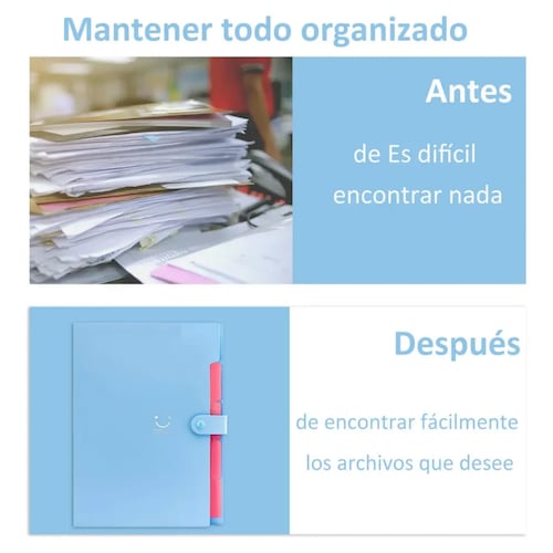 Carpeta Organizador De Archivos Expandible 2 Piezas Rosa+Azul