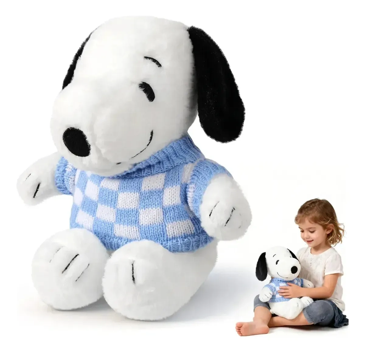 Peluche Snoopy con Suéter Azul a Cuadros